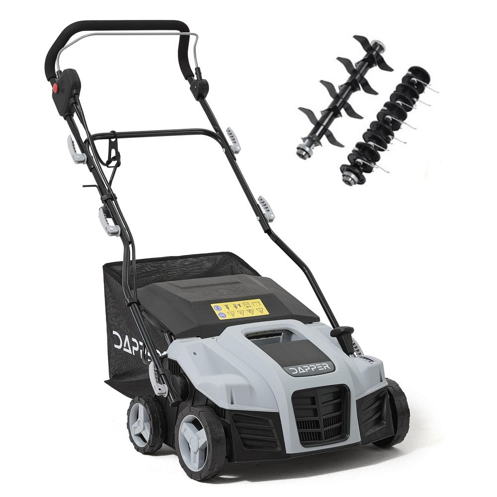 DAPPER SUPPLY 16 in. 15 Amp 2-in-1 Electric Dethatcher and Scarifier with Collection Bag HD ...