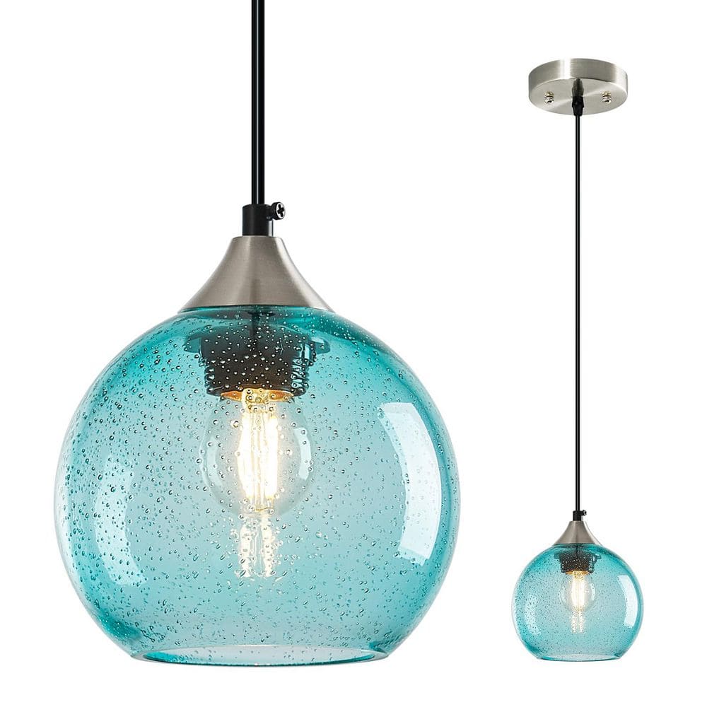 ZHLWIN Home Lighting ‎60-Watt 1 Light 5.9 in. Light Blue Glass Pendant ...