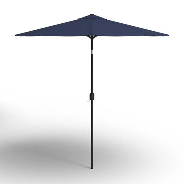 9 ft. Steel Outdoor Market Patio UV Resistant Umbrella, in Navy Blue ...