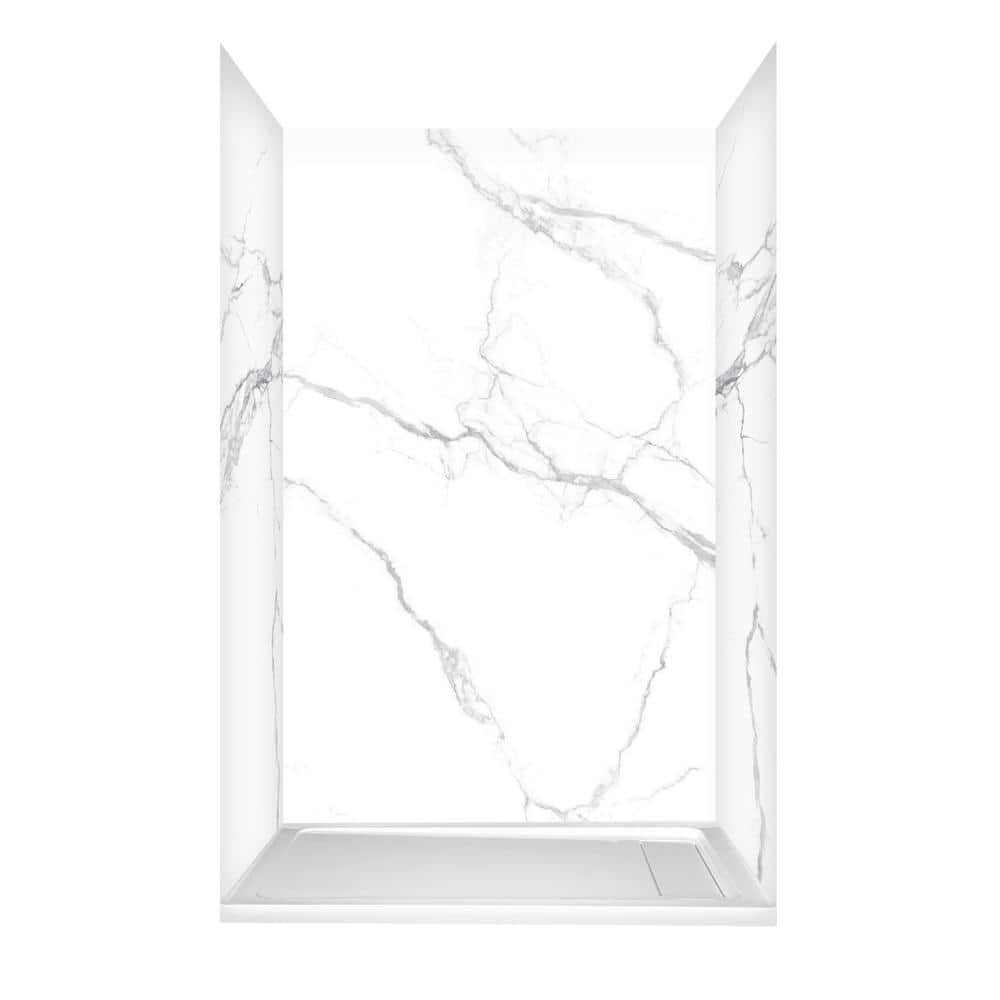 Glacier Bay 48 in L x 34 in W x 78 in H 4-Piece Glue Up Alcove Shower ...