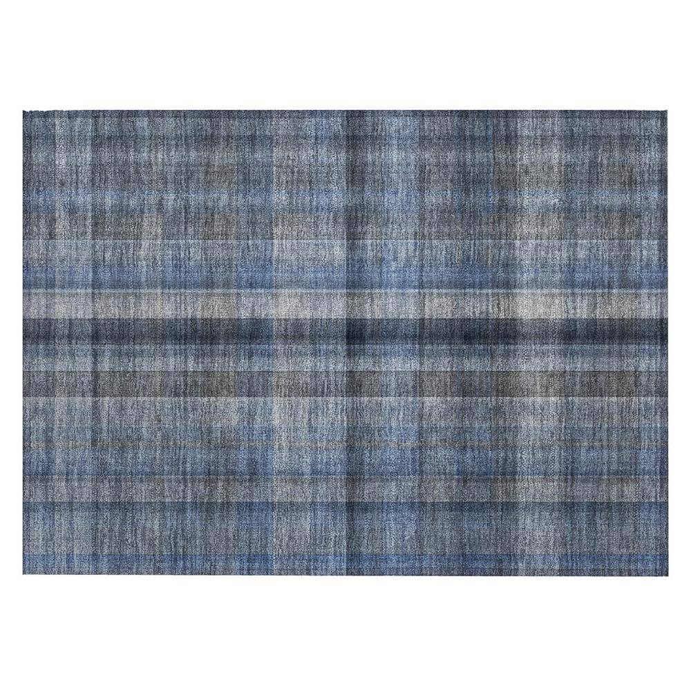 HomeRoots Blue 2 ft. x 3 ft. Woven Plaid Rectangle Indoor/Outdoor Area ...