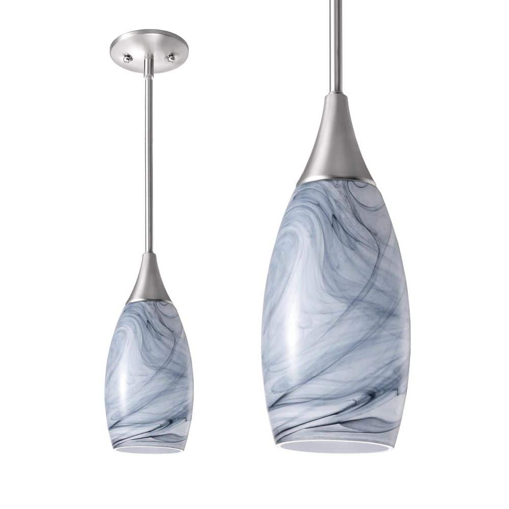 EDISHINE 60-Watt 1 Light Smoke-Gray Adjustable Rods Medium Pendant ...