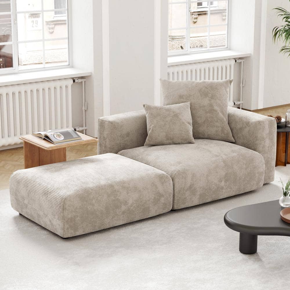 Magic Home 75 in. Square Arm Oversized 2-Piece Corduroy Deep Seat ...