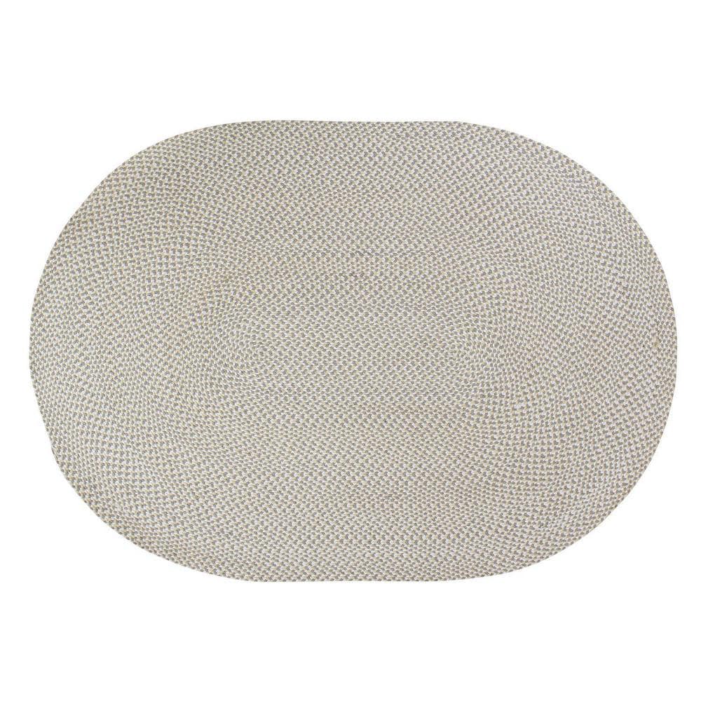 Super Area Rugs Farmhouse Braided Yellow 5 ft. x 7 ft. Oval Checkered ...