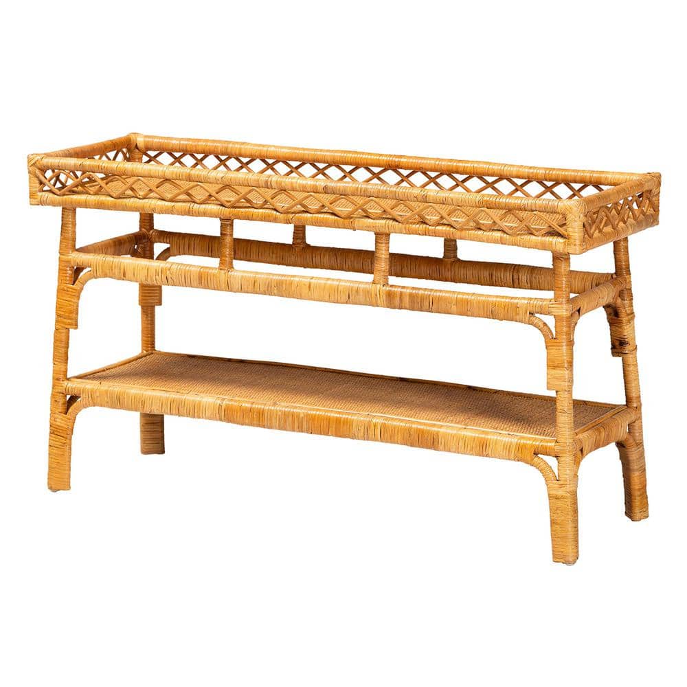 bali & pari Savitri 47.2 in. Light Honey Rectangle Wicker Console Table 243-13398-HD - The Home ...
