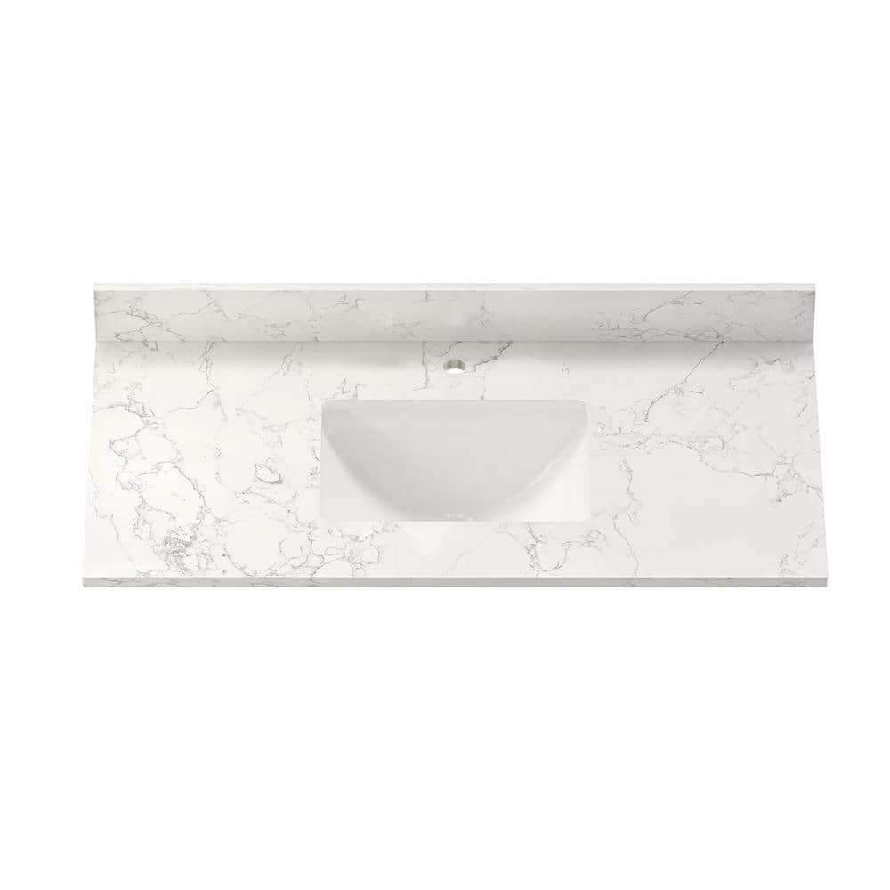 Dimakai 43 in. W x 22 in. D Engineered Stone Composite White Square ...