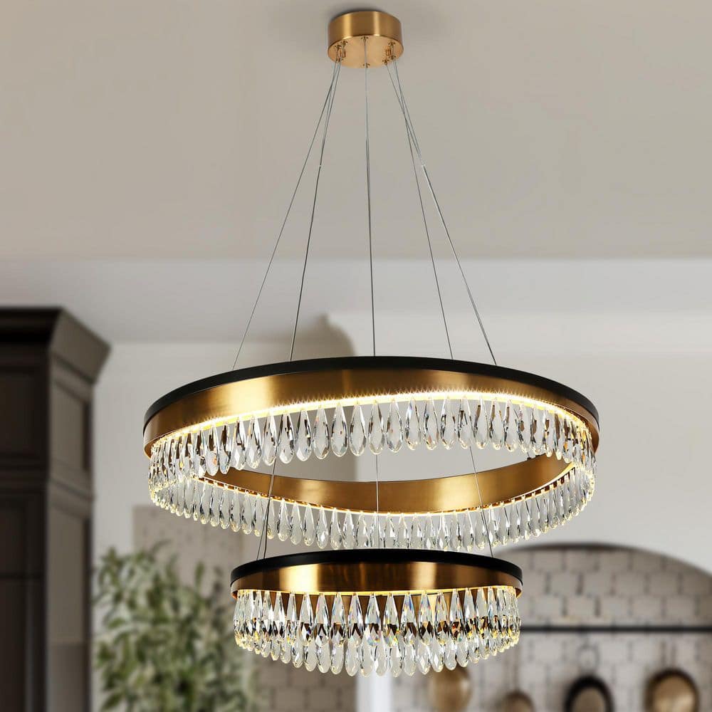 LNC 2-Light Dimmable Integrated LED Matte Black and Plating Brass ...