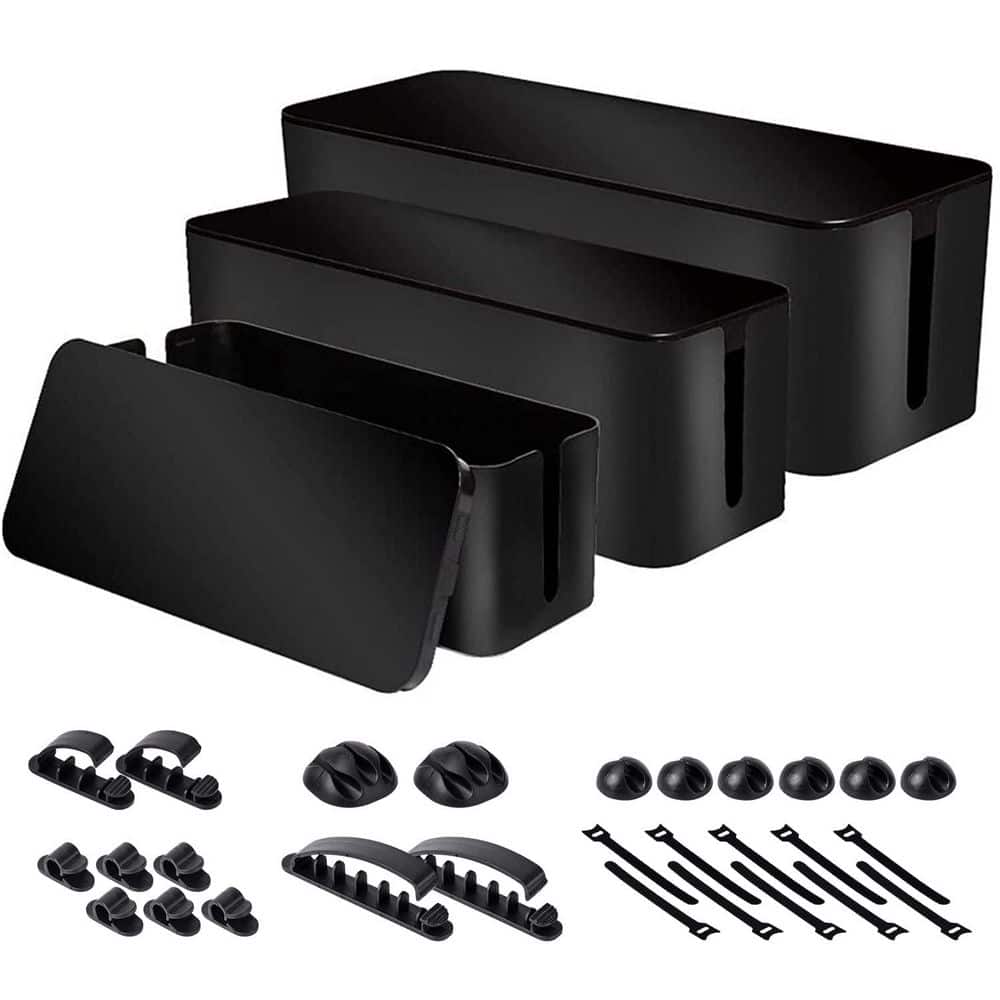 Lukyamzn Cable Organizer Box Set of 3 Different Sizes with Power Cover ...