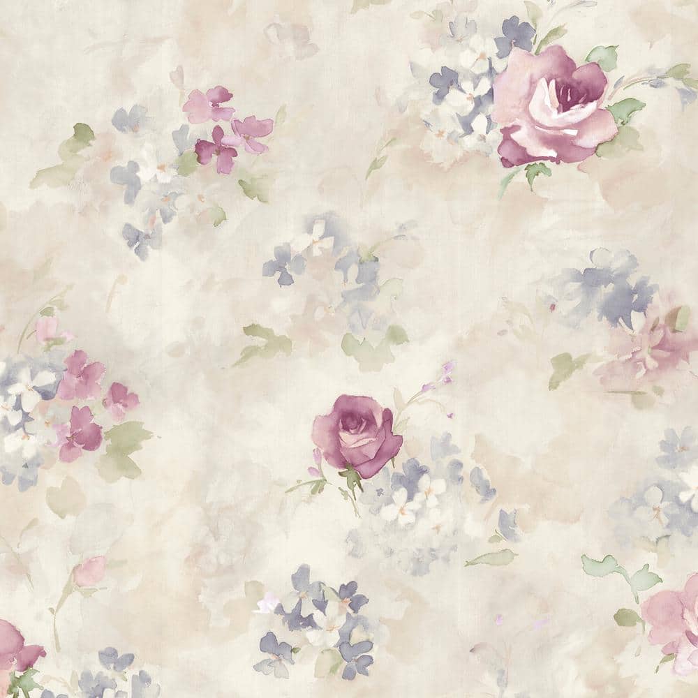 Norwall Morning Dew Plum, Lilac & Cream Vinyl Roll Wallpaper (Covers 55 ...