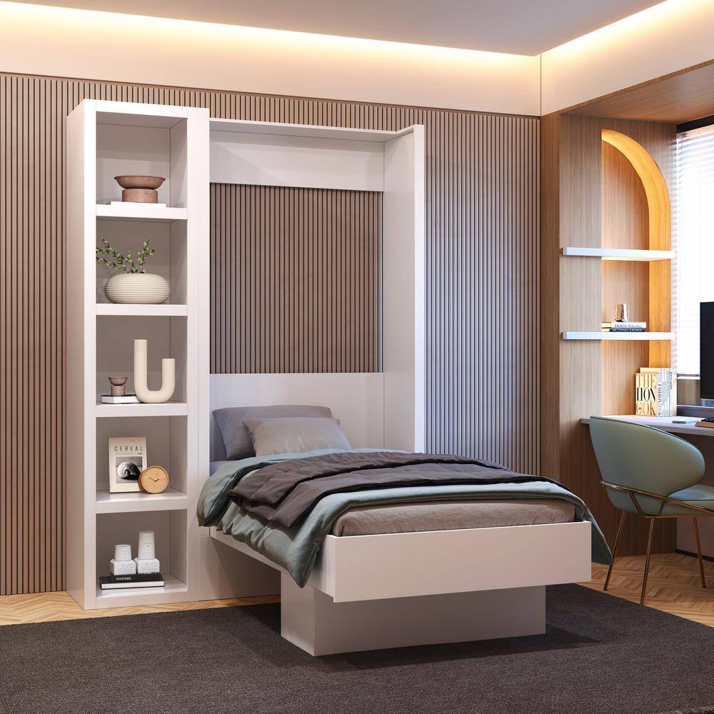Oakland Living Easy-Lift White Wood Frame Twin Murphy Bed with ...