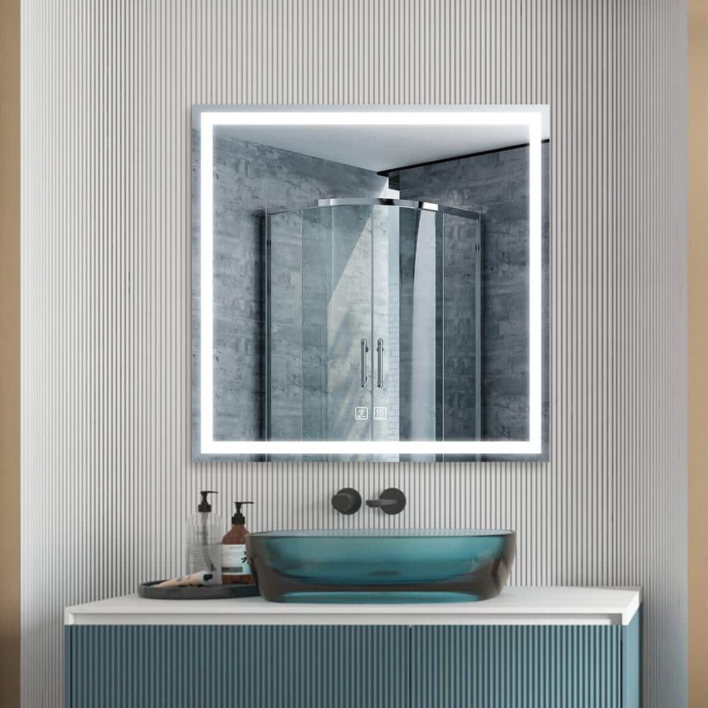 HOMLUX 36 in. W x 36 in. H Rectangular Frameless LED Light with 3 Color ...