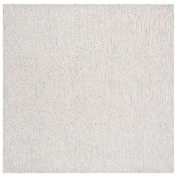 SAFAVIEH Harvest 6 ft. x 6 ft. Silver/Ivory Geometric Solid Color ...