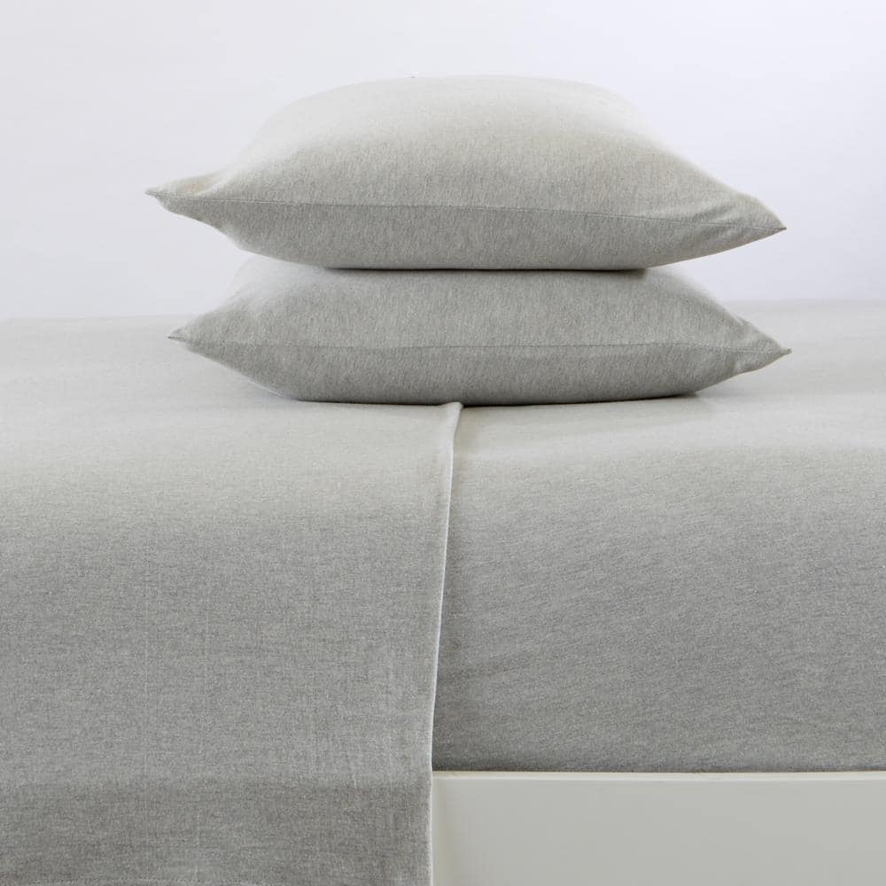 FRESHFOLDS 3-Piece Gray Solid Jersey Knit Cotton Twin Deep Pocket Sheet ...
