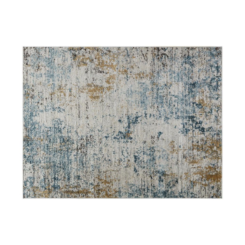 Madison Park Amelia Cream/Blue 5 ft. x 7 ft. Pegasus Abstract Area Rug ...