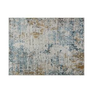 Madison Park Amelia Cream/Blue 5 ft. x 7 ft. Pegasus Abstract Area Rug ...