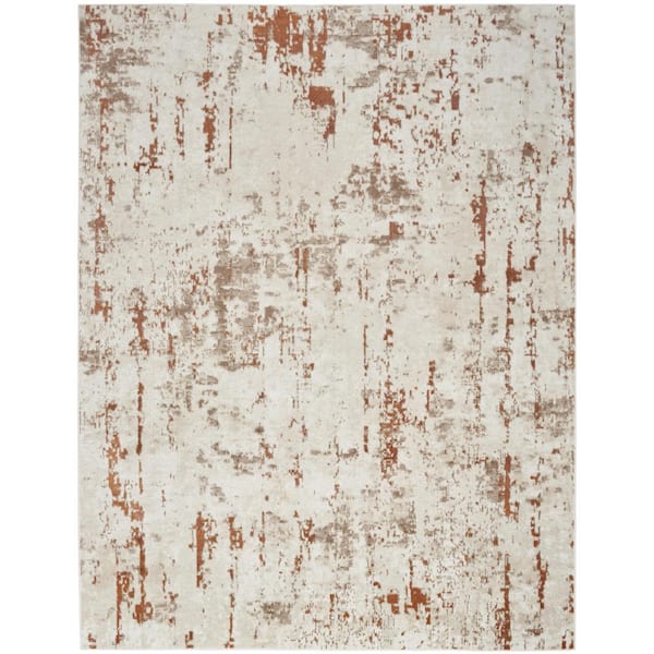 Nourison Concerto Ivory Rust 8 ft. x 10 ft. Abstract Contemporary Area ...