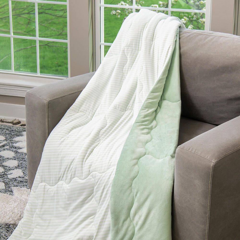 THE NORTHWEST GROUP HGTV Cooling Quietude-Sage Green Stripe Throw ...