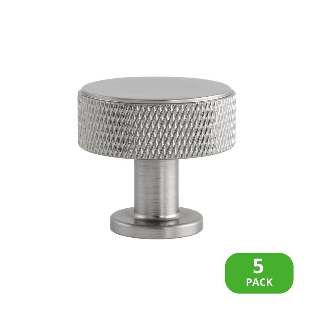 Sumner Street Home Hardware 5-Pack Kent Knurled 1-3/8 in. (35 mm) Industrial Satin Nickel Round ...