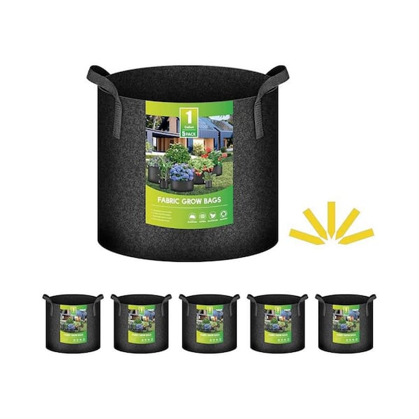 VIVOSUN 1 Gal. Black Heavy Duty Thickened Nonwoven Fabric Grow Bags ...