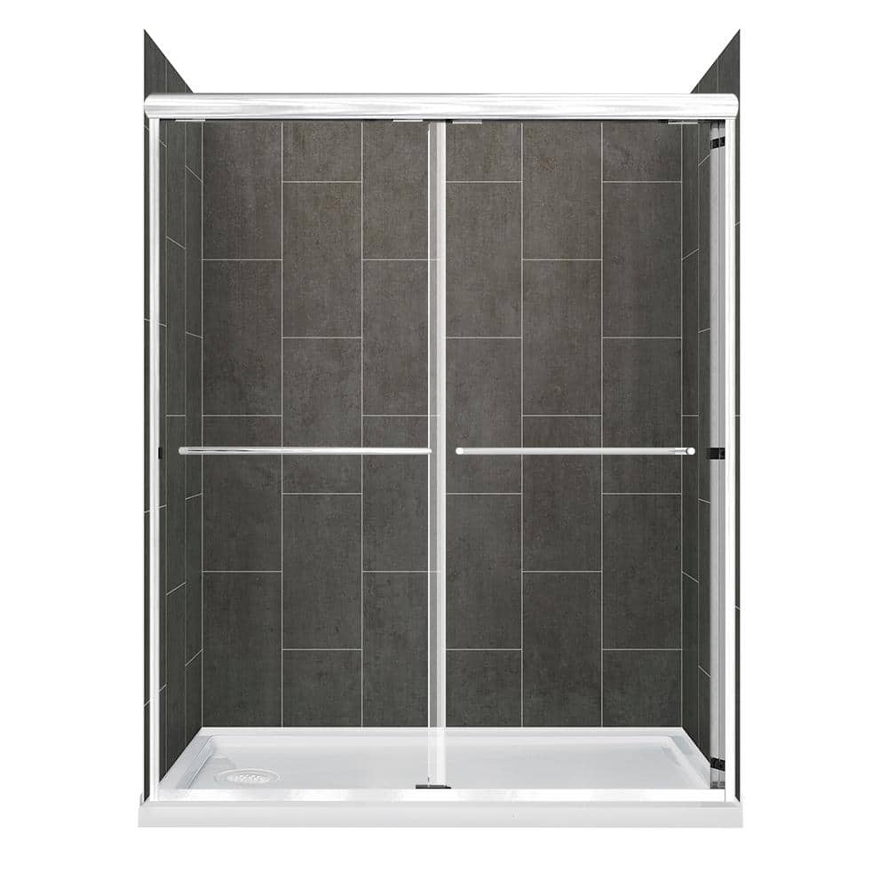 CRAFT + MAIN Cove Sliding 60 in. L x 32 in. W x 78 in. H Left Drain ...