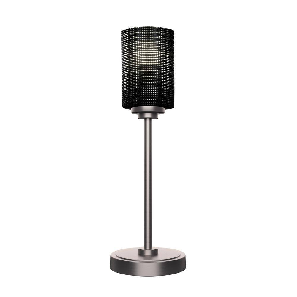 Quincy 17.5 in. Graphite Accent Lamp with Black Matrix Glass Shade ...