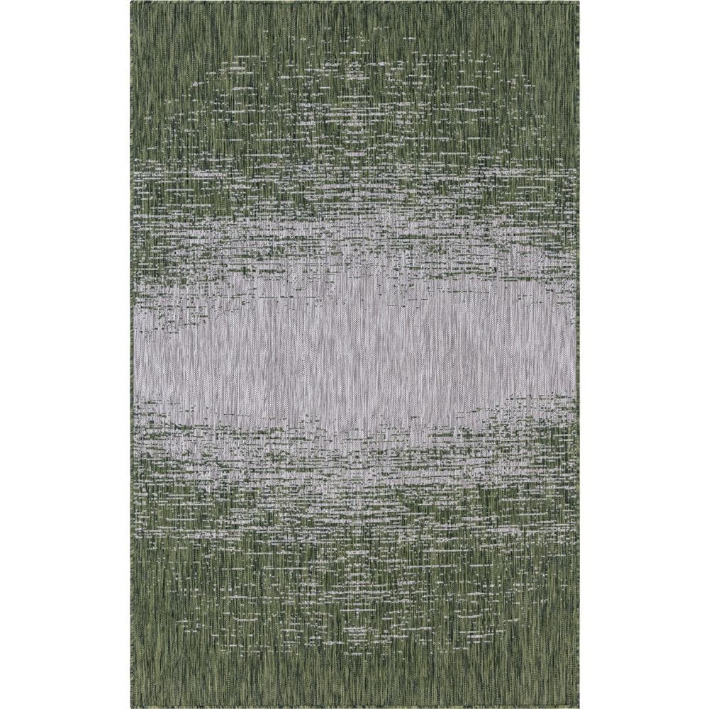 Unique Loom Green Ombre Outdoor 6 ft. x 9 ft. Area Rug 3145012 - The ...