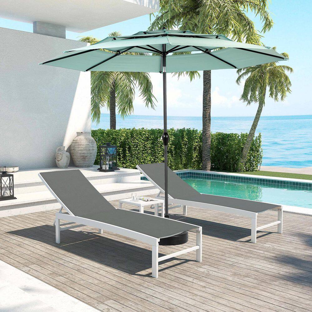 Tenleaf 10 ft. Aluminum 3 Tier Auto-tilt Patio Umbrella Market Table ...
