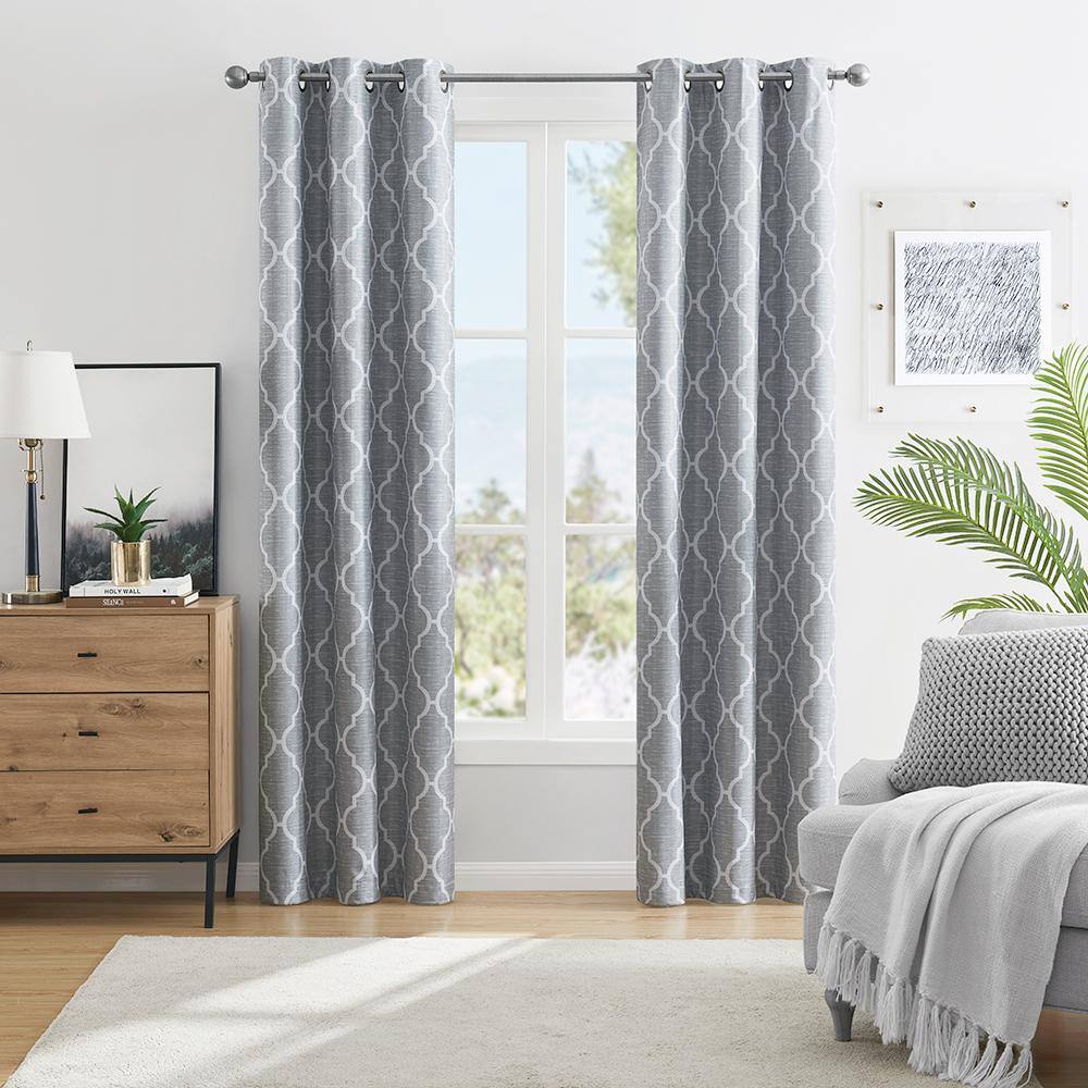 LiGHTSOUT with EnerShield Technology Trellis Gray Polyester 38 in. W x ...