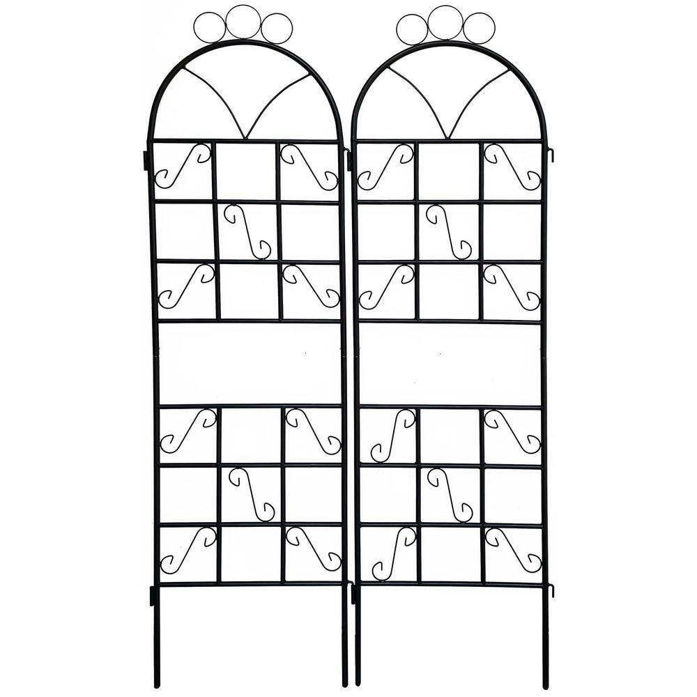 Tenleaf Black Iron Garden Trellis 72 in. x 19.6 in. Rustproof Trellis ...