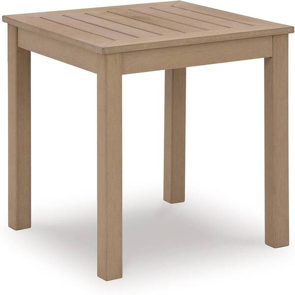 HOME IMPORTS EMPORIUM 23.5 in. Natural Brown Square Plastic End Table ...