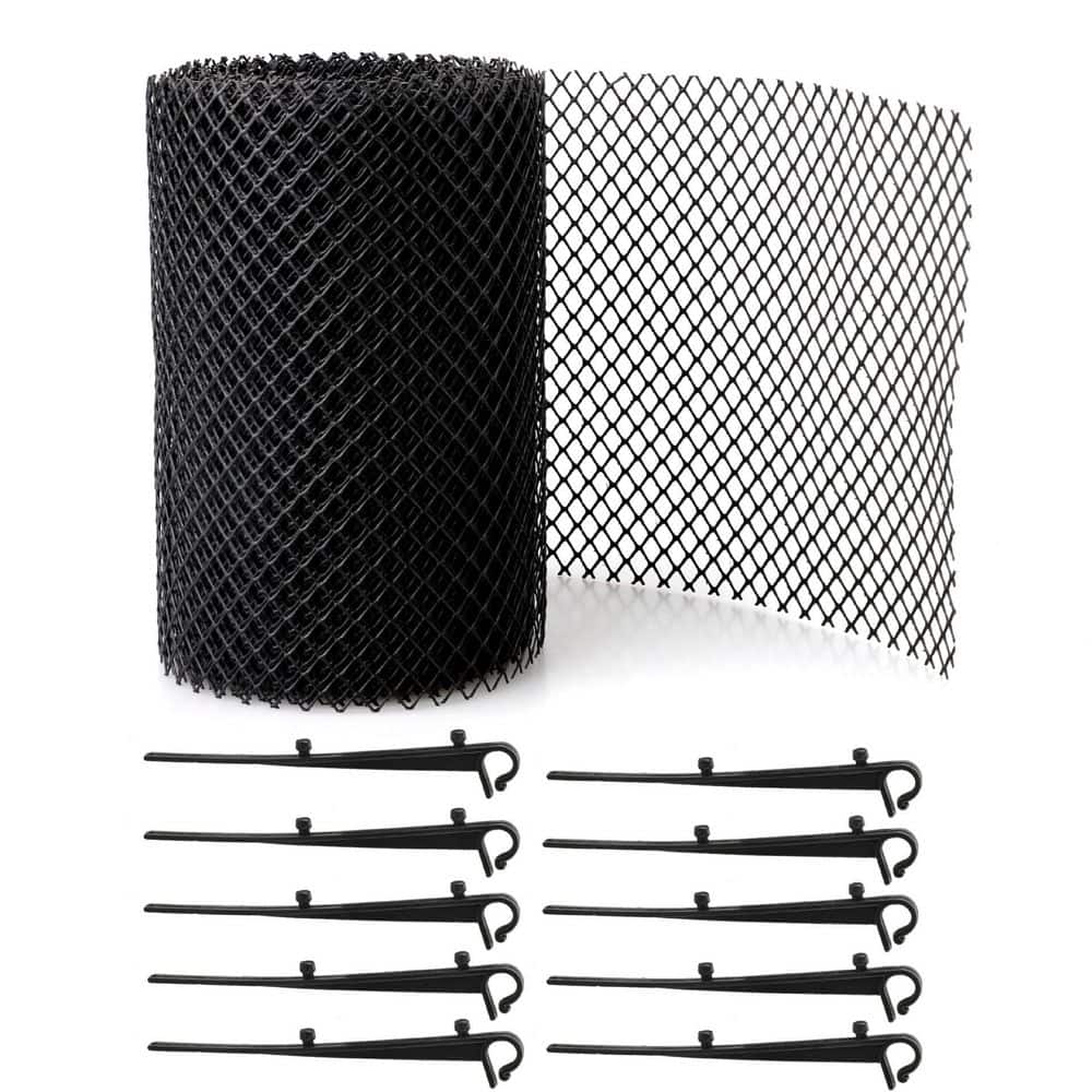 Wellco 6 in. x 20 ft. Black Plastic Gutter Guard Mesh Roll with Fixed ...