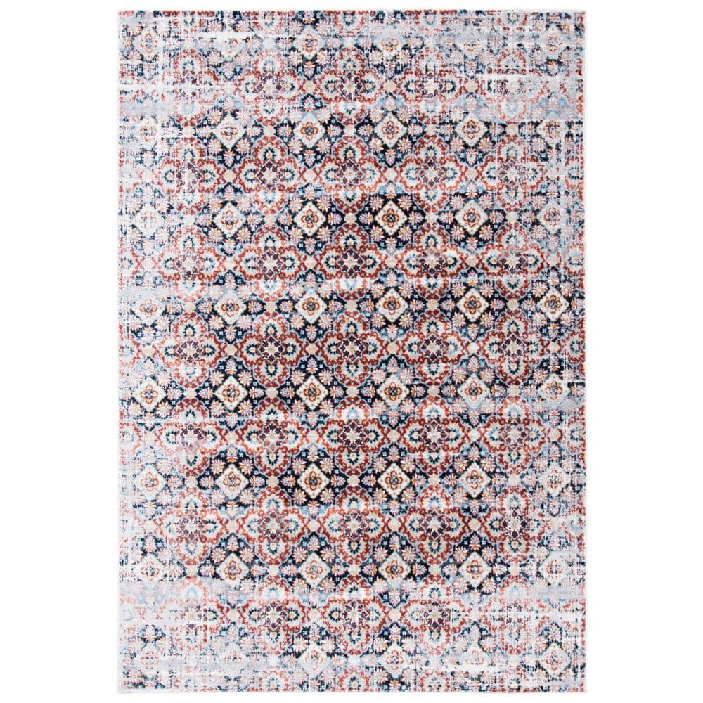 SAFAVIEH Lagoon Brown/Navy 4 ft. x 6 ft. Medallion Trellis Area Rug ...