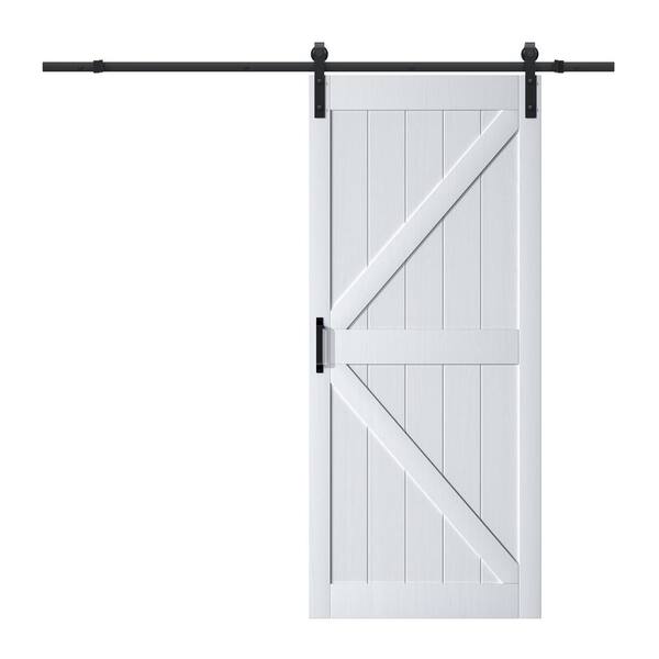 JELD-WEN 36 In. X 84 In. Modern Primed Molded Composite MDF Barn Door ...