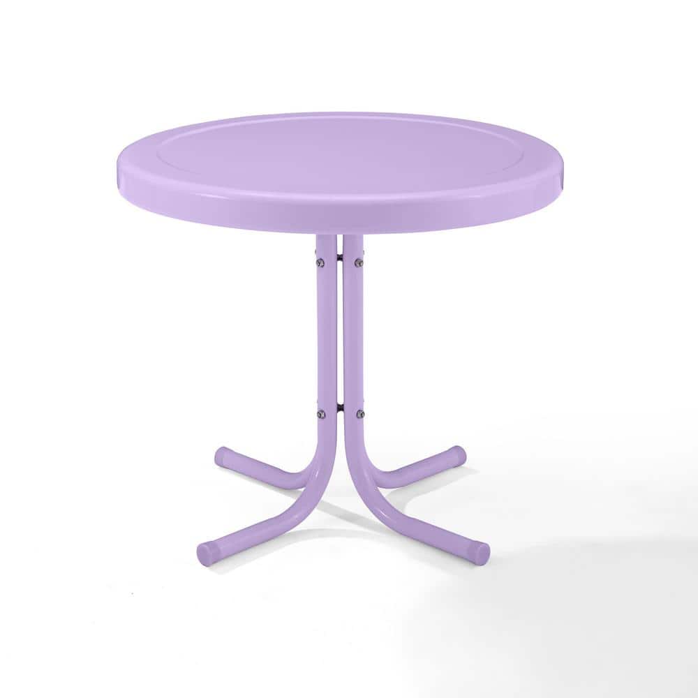 CROSLEY FURNITURE Griffith Lavender Round Metal Outdoor Side Table CO1011A LN The Home Depot