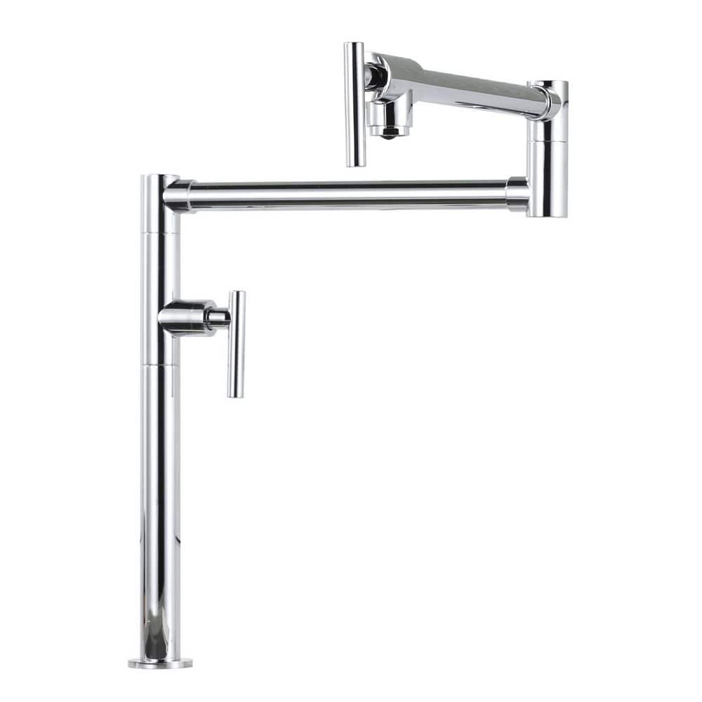 AVITAS Deck Mounted Pot Filler with Double Handles in Polished Chrome ...