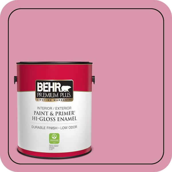 BEHR PREMIUM PLUS 1 gal. #110B-4 Foxy Pink Hi-Gloss Enamel Interior ...