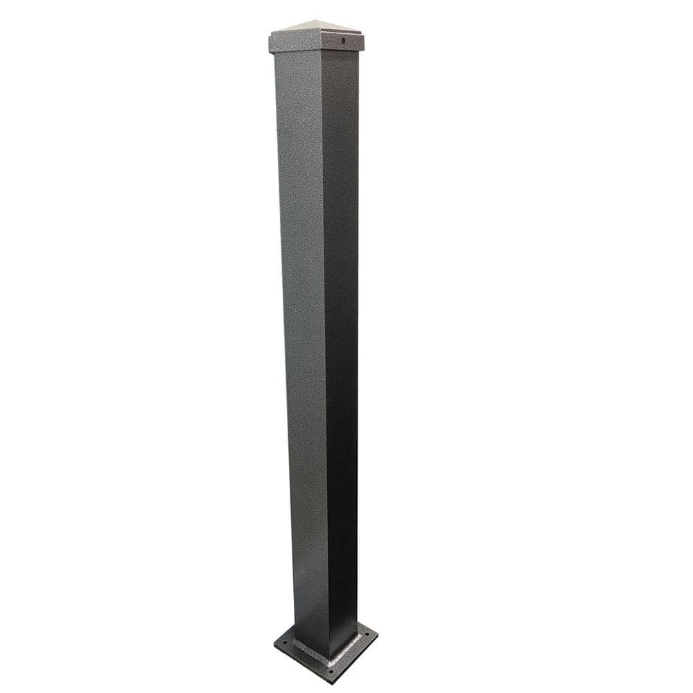 EZ Handrail 3 in. x 3 in. x 38 in. Silver Vein Aluminum Post with ...