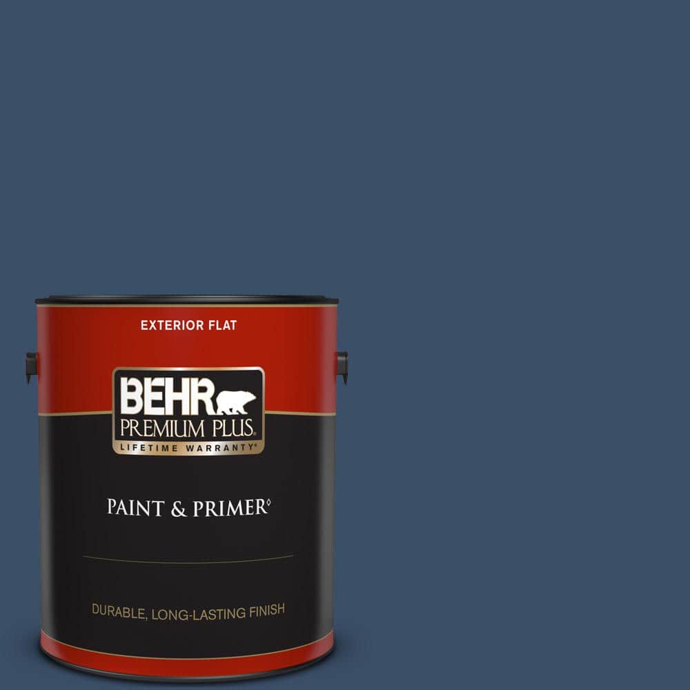 BEHR PREMIUM PLUS 1 gal. #M510-7 Inked Flat Exterior Paint & Primer ...