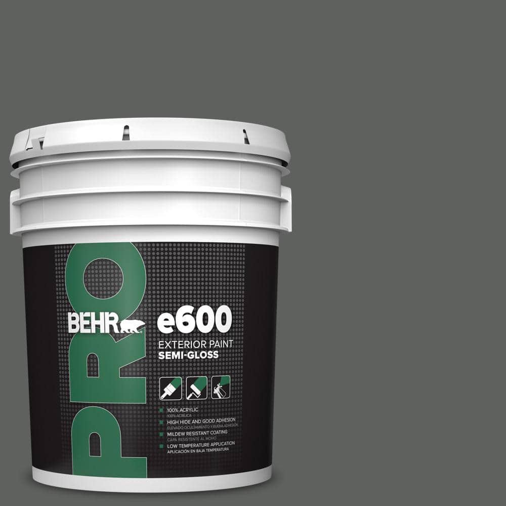 BEHR PRO 5 gal. #N460-6 Hematite Semi-Gloss Acrylic Exterior Paint ...