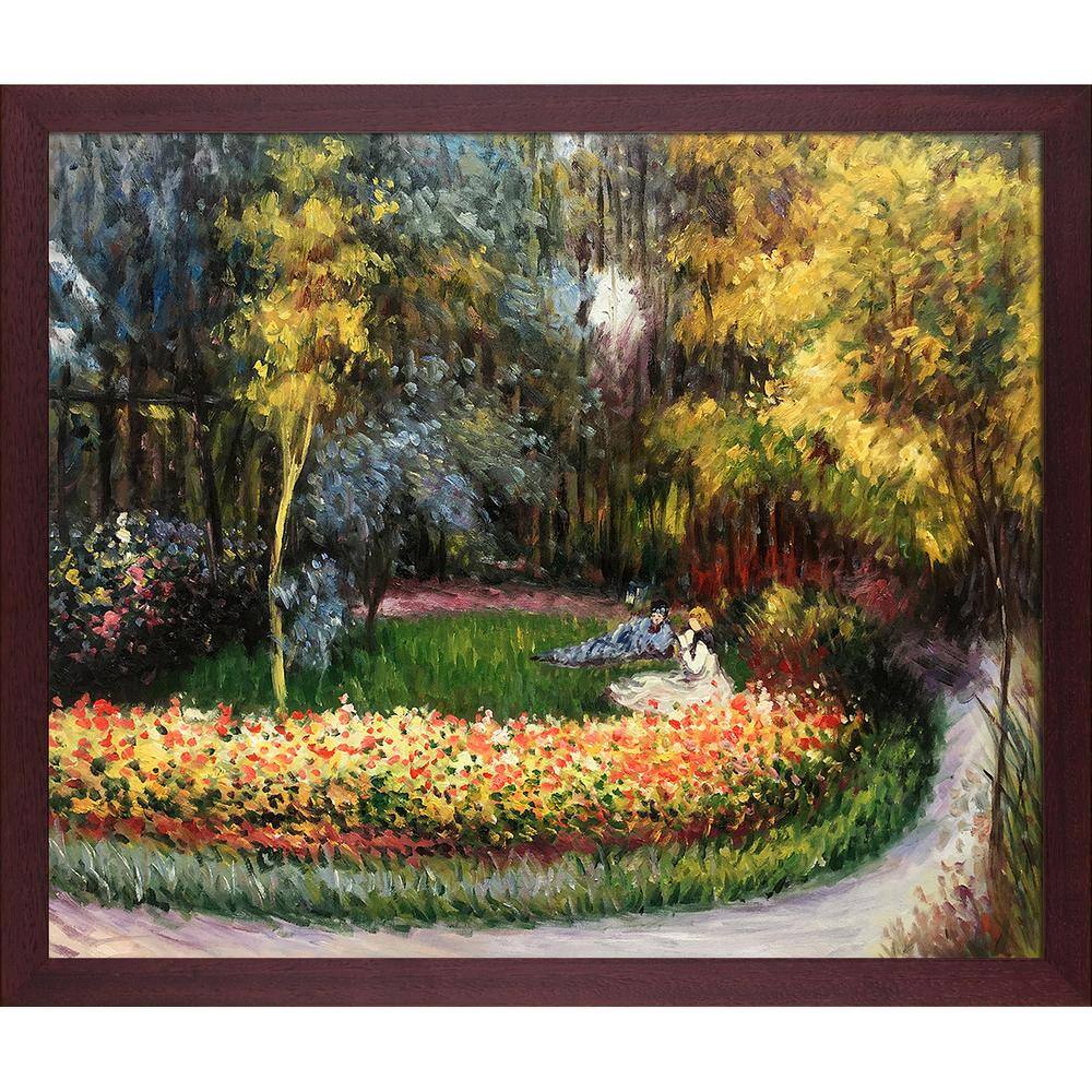 LA PASTICHE In the Garden by Claude Monet Open Grain Mahogany Framed ...