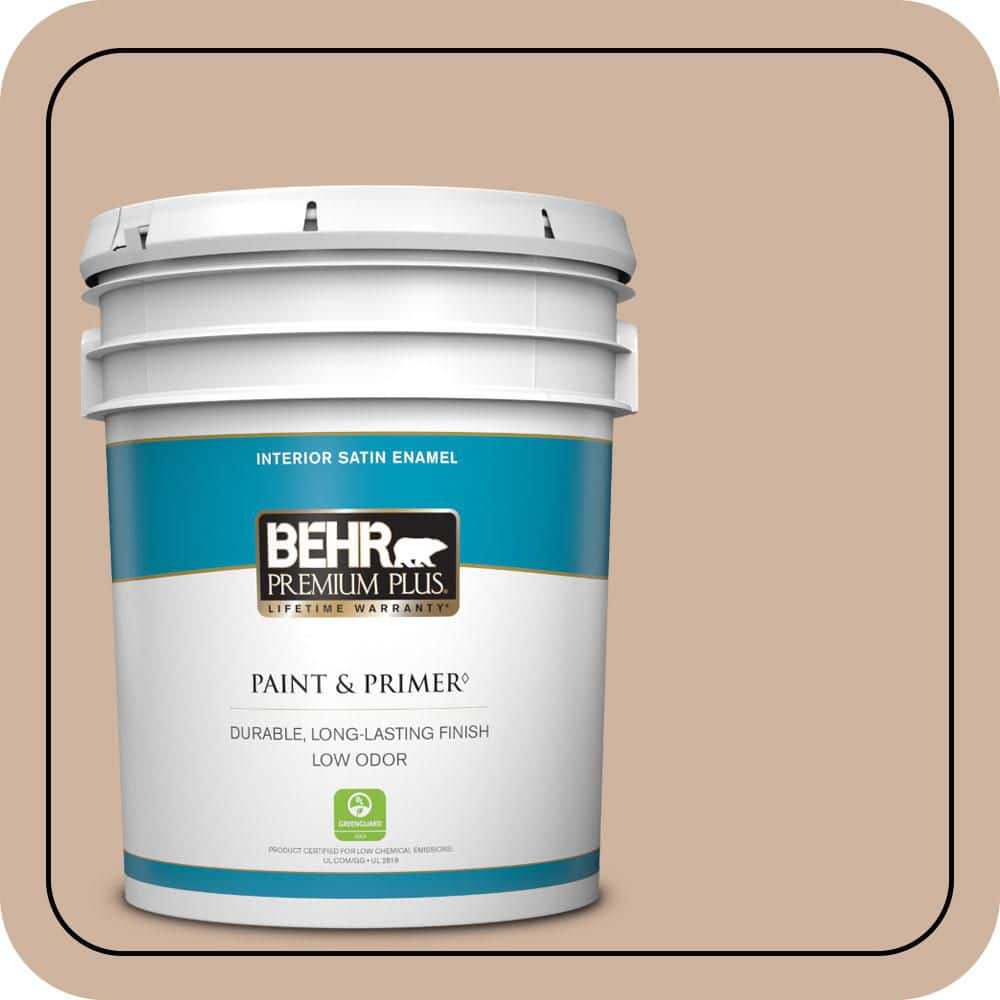 BEHR PREMIUM PLUS 5 gal. #BNC-01 Bauhaus Buff Satin Enamel Low Odor ...