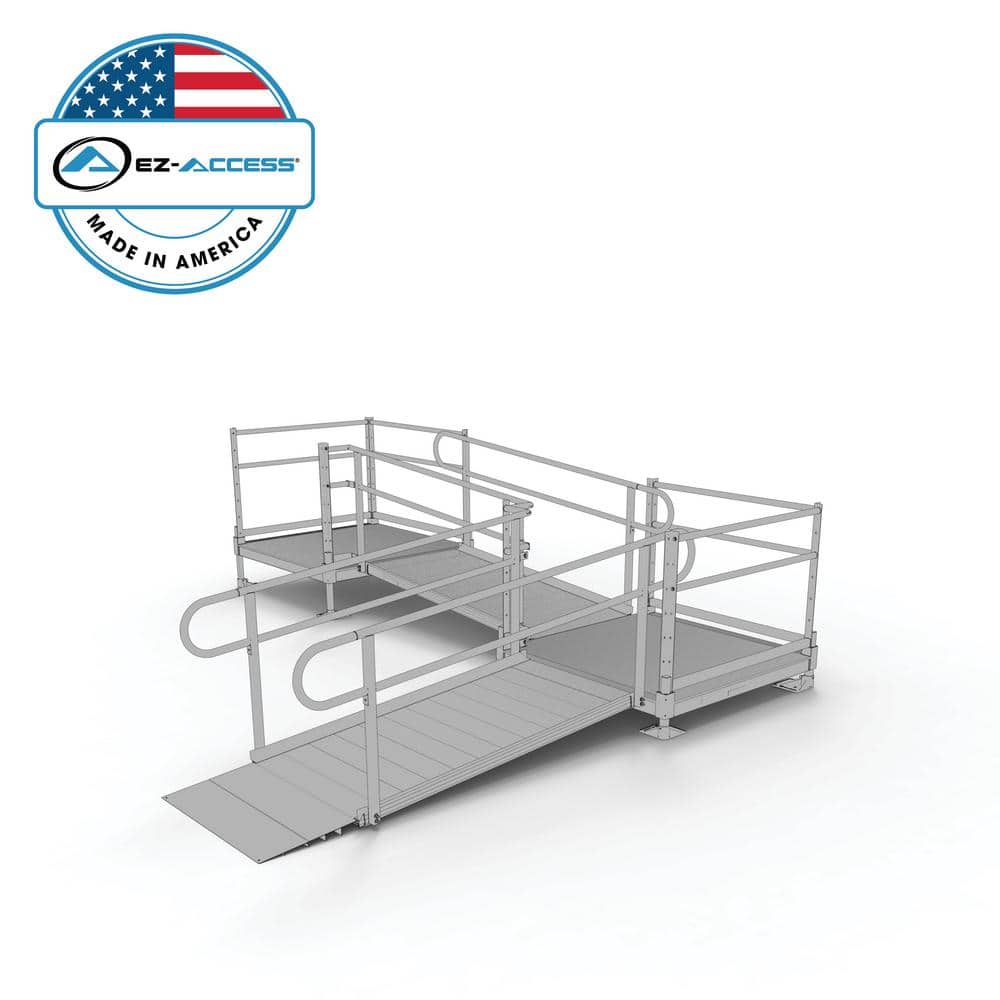 EZ-ACCESS PATHWAY 12 ft. L-Shaped Aluminum Wheelchair Ramp Kit with ...