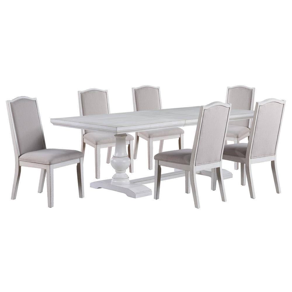 Steve Silver Warren 7-Piece Whitewash Wood Dining Room Set with 4 ...