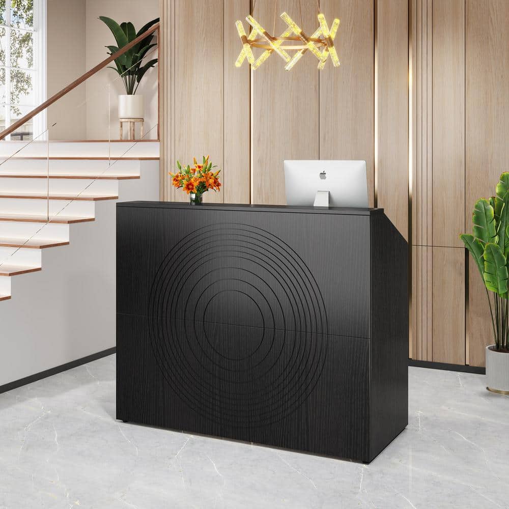 BYBLIGHT Moronia 47 in. Rectangular Black Particle Board Computer Desk ...