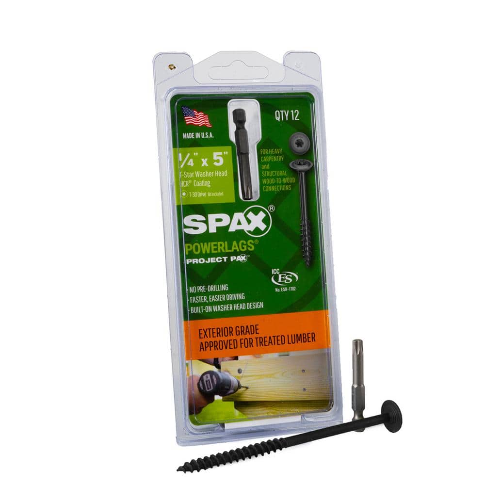 SPAX 1/4 in. x 5 in. Exterior Washer Head Structural Wood Lag Screws ...