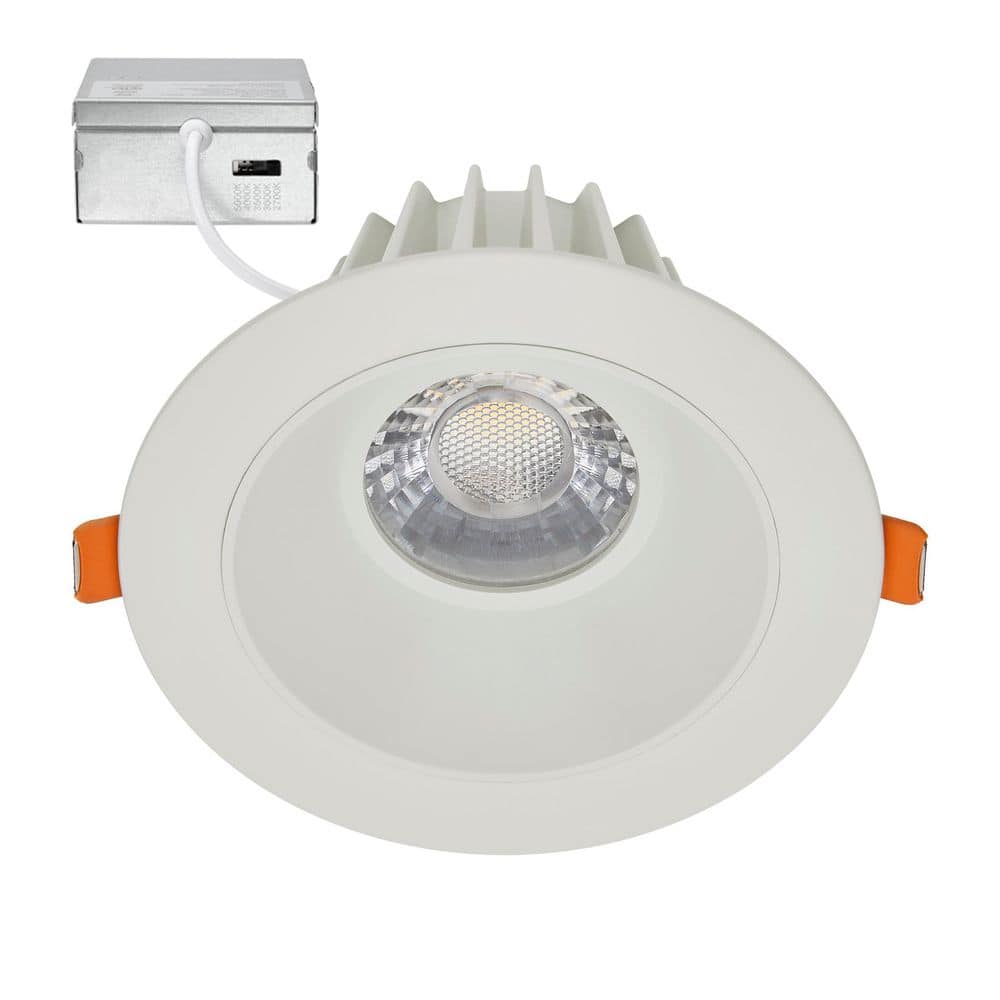 Maxxima 4 in. Slim Round Recessed Anti-Glare LED Downlight, Stone Gray ...