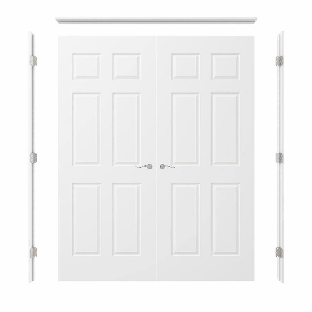ARK DESIGN 64 in. x 80 in. 6-Panel Universal-Handed Painted Solid Core ...