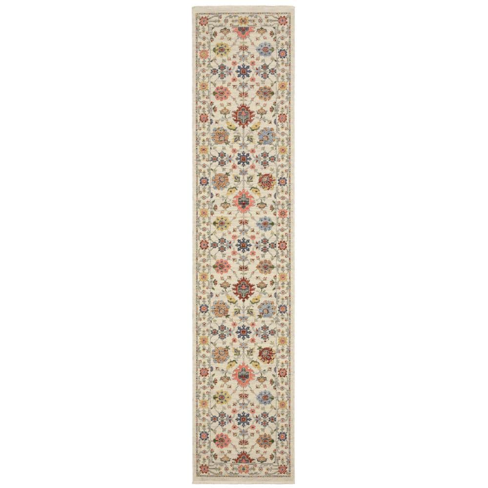 AVERLEY HOME Lavista Ivory/Multi-Colored 2 ft. x 12 ft. Oriental ...