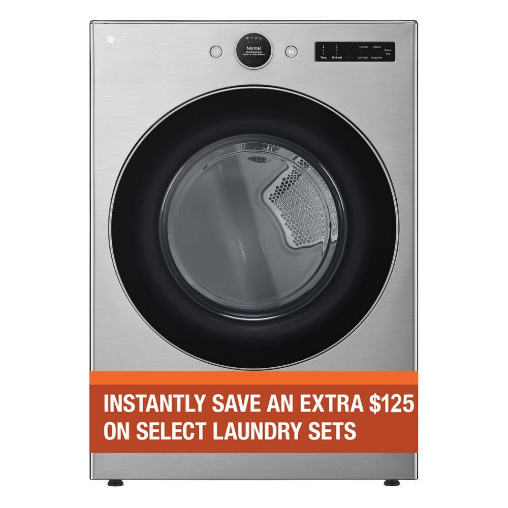 LG 7.4 cu. ft. Vented Stackable SMART Gas Dryer in Graphite Steel with ...