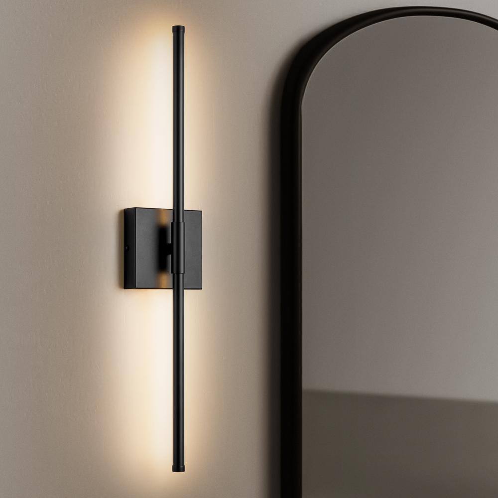 RRTYO Byers 23.6 in. 1-Light Black Linear Wall Sconce 3000K Warm Light ...